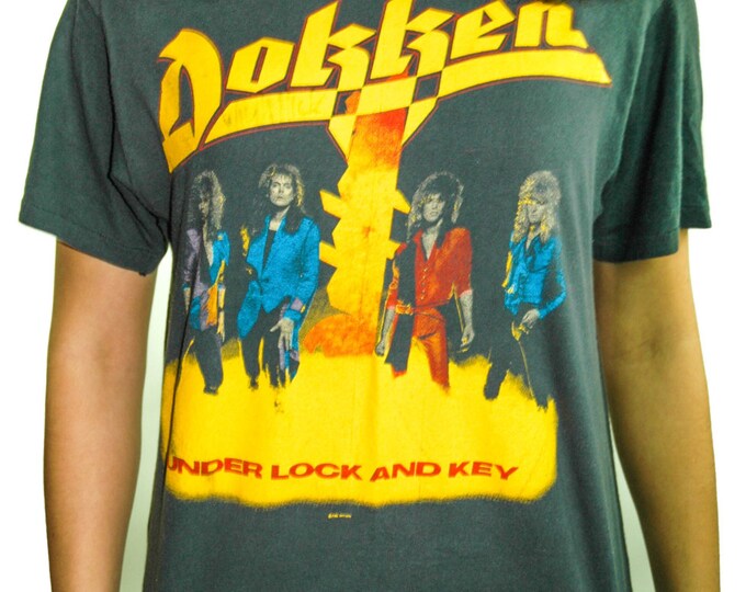 Vintage Dokken Shirt Under Lock and Key 1980s Concert Shirt Band Tee Iron Maiden Slayer Judas ...