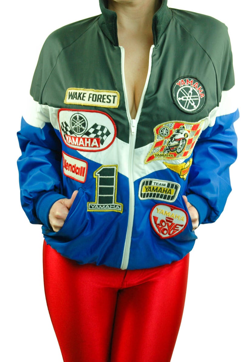 Vintage Yamaha Jacket Racing Patches 80s Motor Cross Biker Muscle Car ...