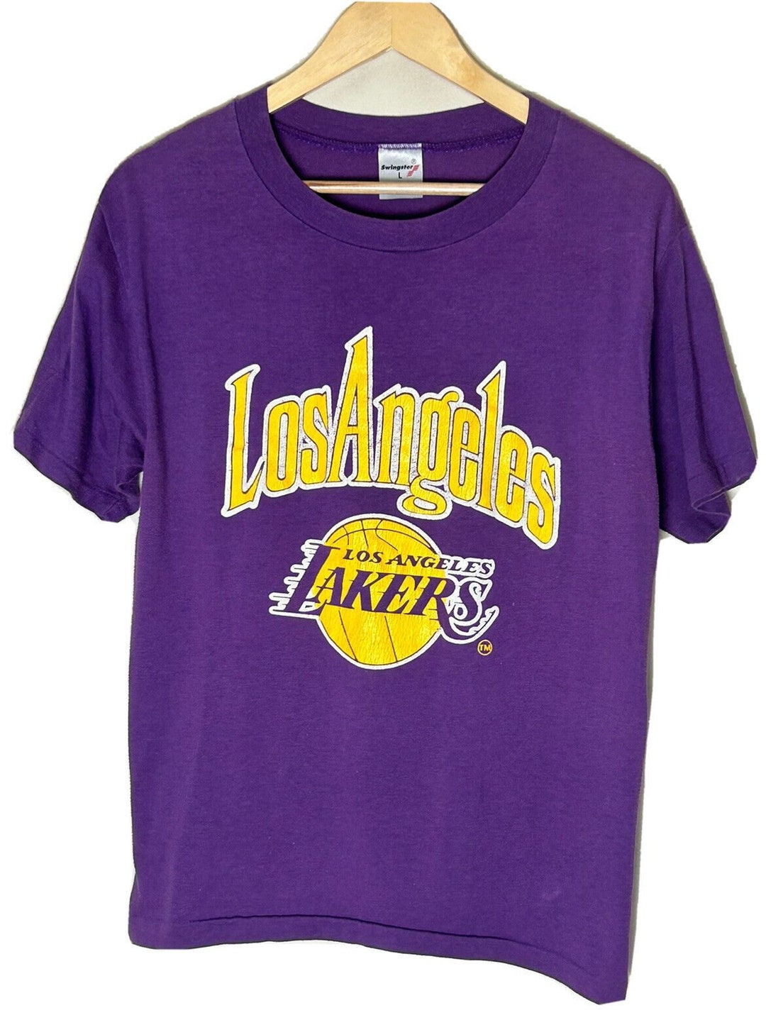Vintage Los Angeles Lakers Shirt 80s Purple Short Sleeve Crew NBA ...