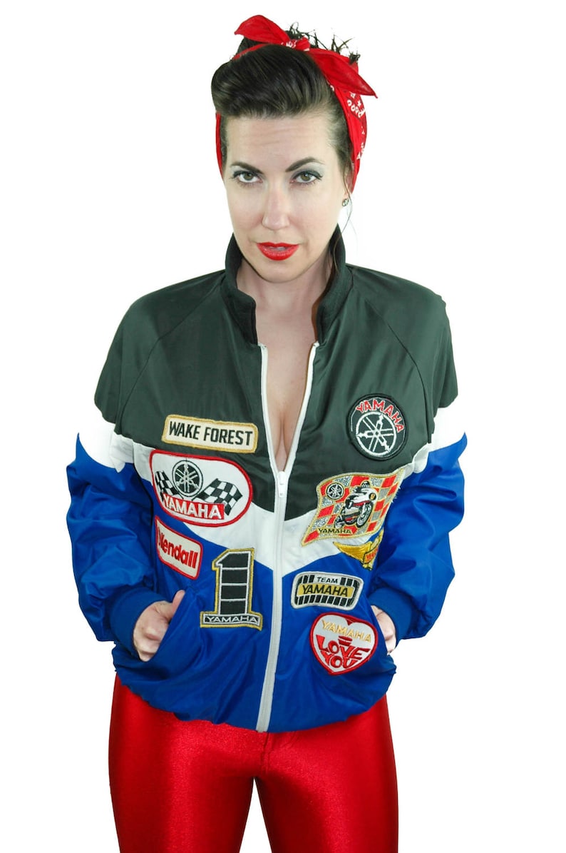 Vintage Yamaha Jacket Racing Patches 80s Motor Cross Biker Muscle Car ...