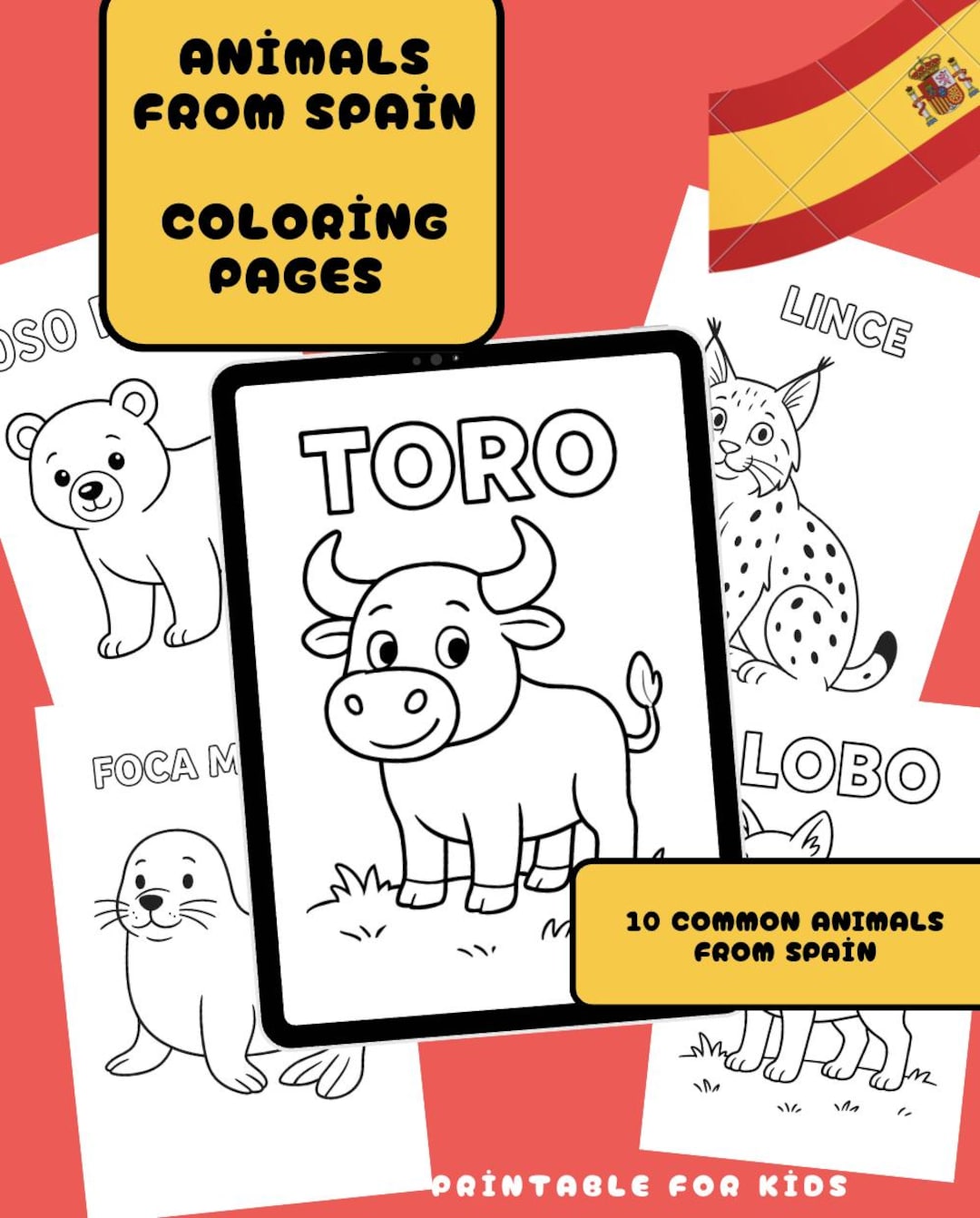 Spanish Animals Coloring Pages for Kids: 10 Native Animals to Color ...