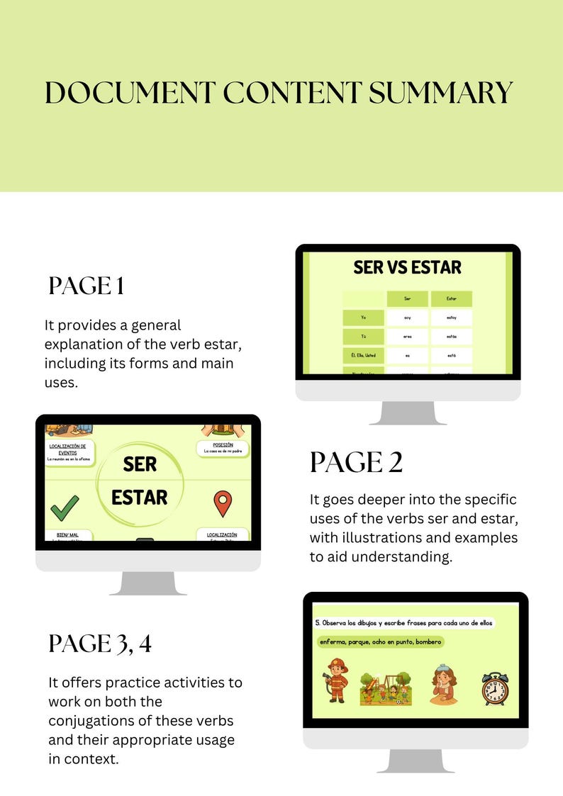 Ser Vs Estar Spanish Worksheet PDF - Etsy