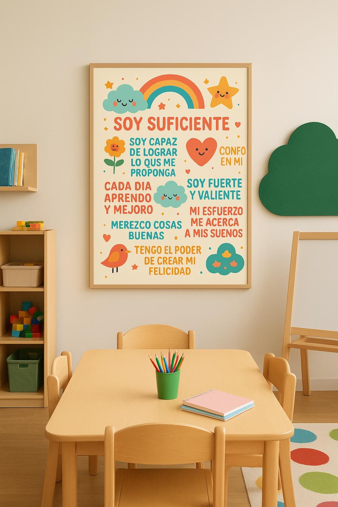Spanish Positive Affirmations Poster for Kids: Colorful Spanish ...