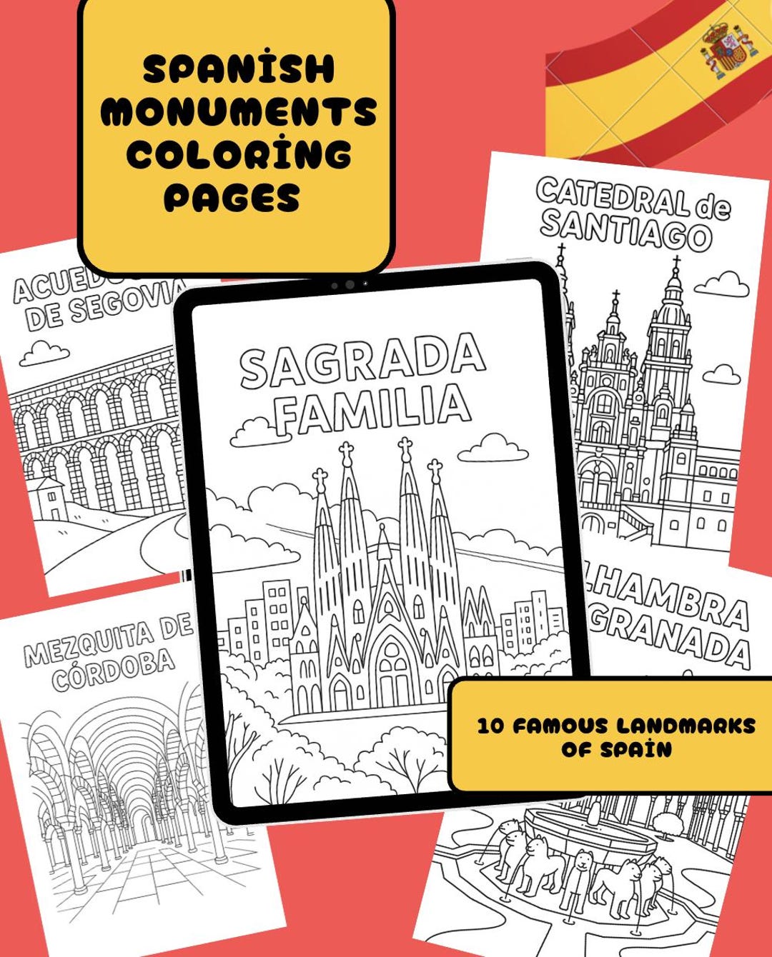 Spanish Landmarks Coloring Pages: Educational Activity for Kids (PDF ...