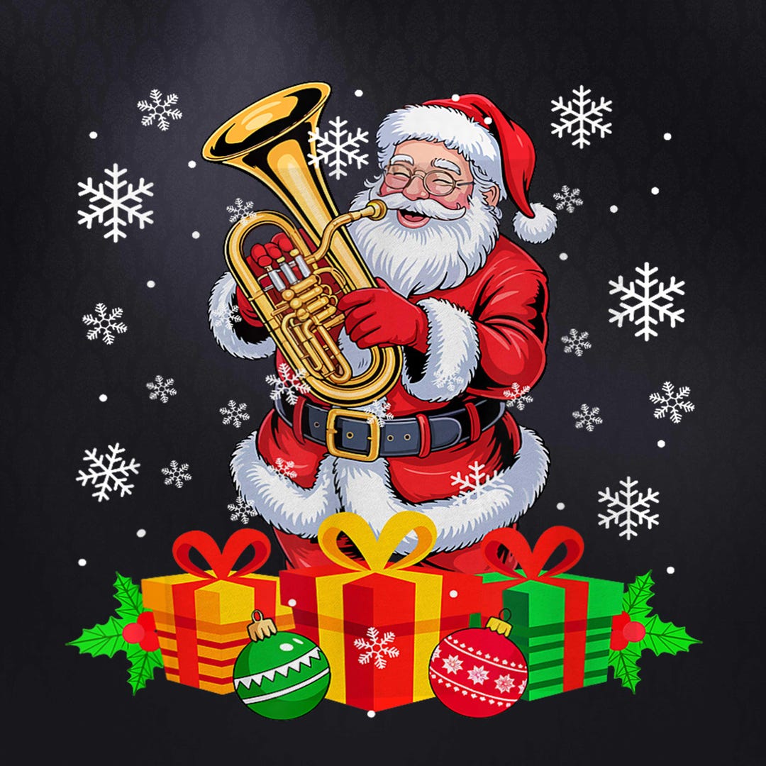 Santa Playing Tuba PNG Sublimation Design | Christmas Music Band ...