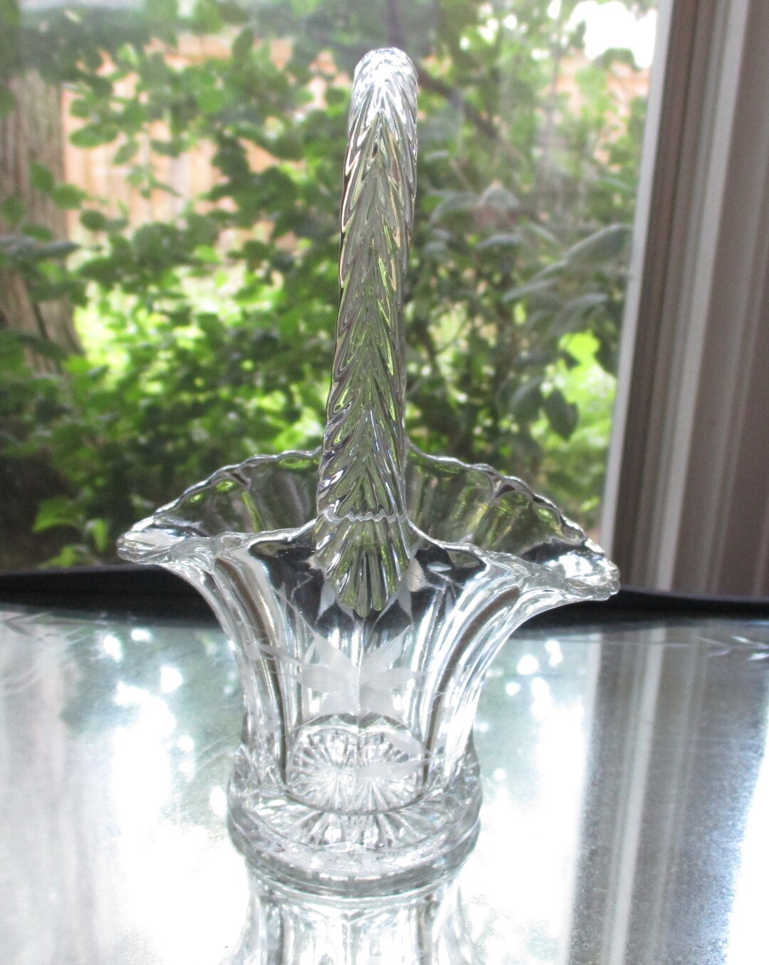 Small Wedding Vase Cut Glass Brides Basket 7 Inches Posey - Etsy