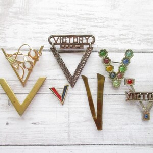 WWII V for Victory Pins Sweetheart Brooch Patriotic Jewelry Original ...
