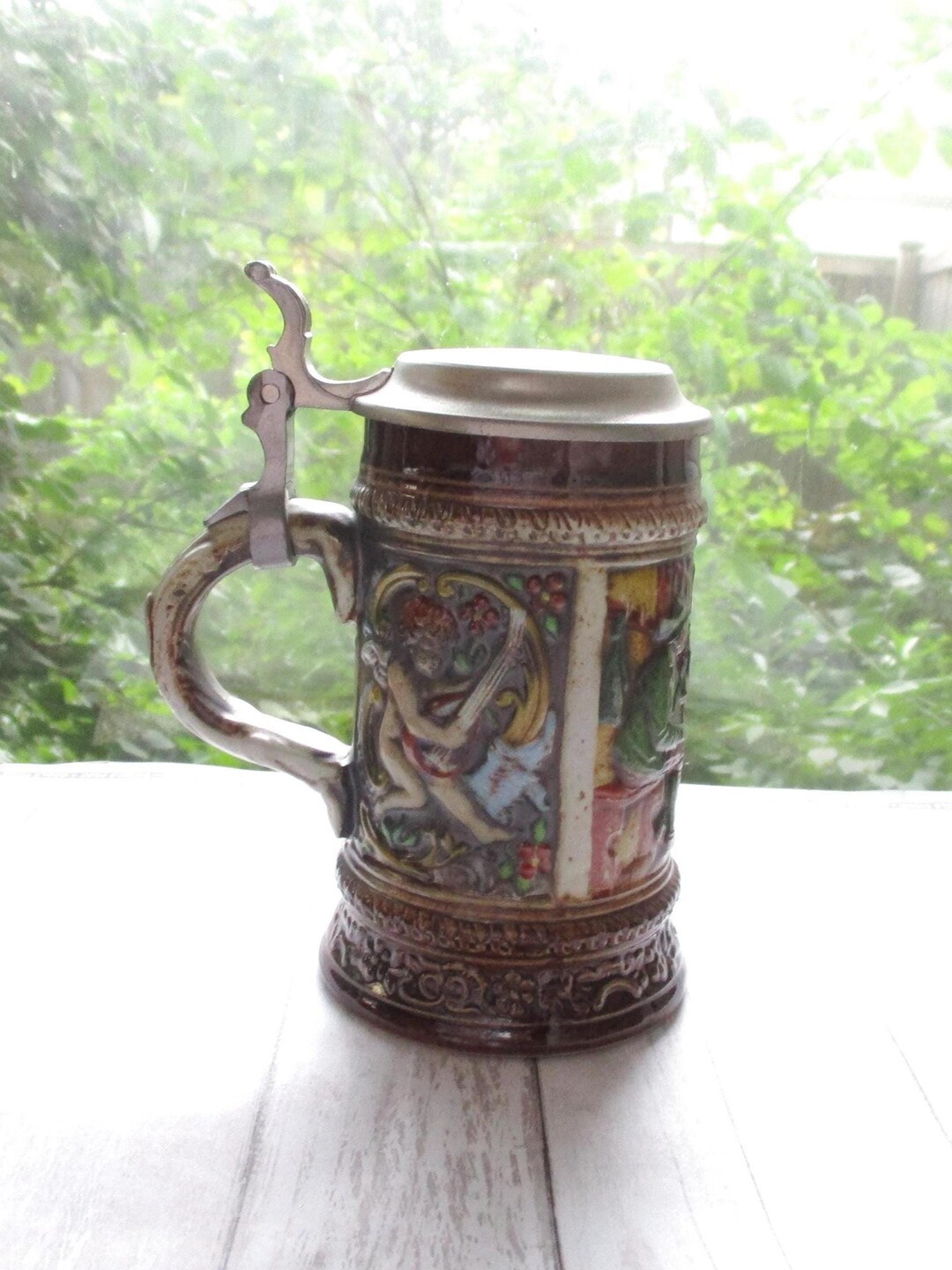 Vintage GERZ W Germany Lidded Beer Stein Tavern Scene Cherubs - Etsy