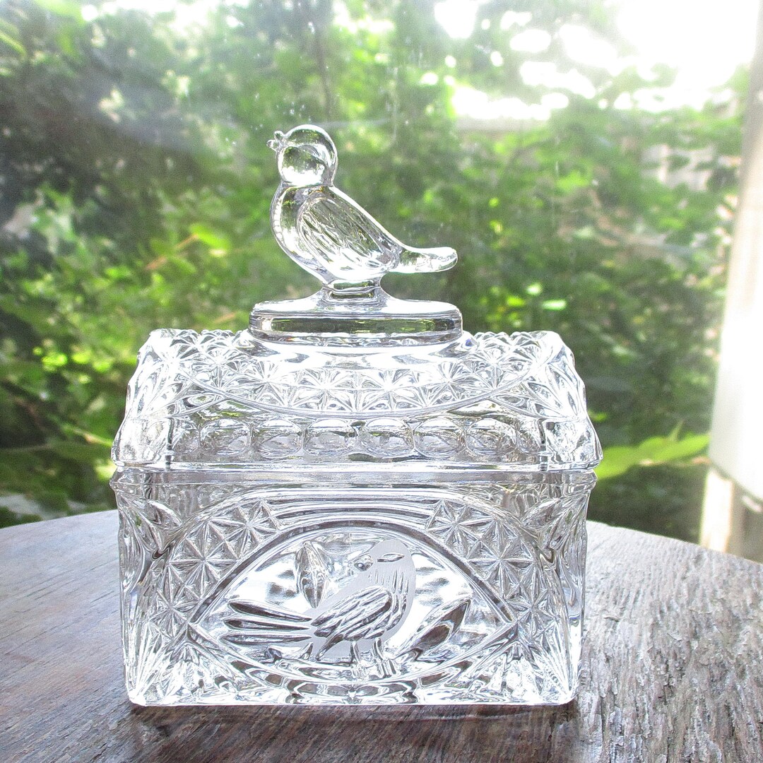 Vintage Lead Crystal Trinket Box Birds Hofbauer Byrdes Collection - Etsy