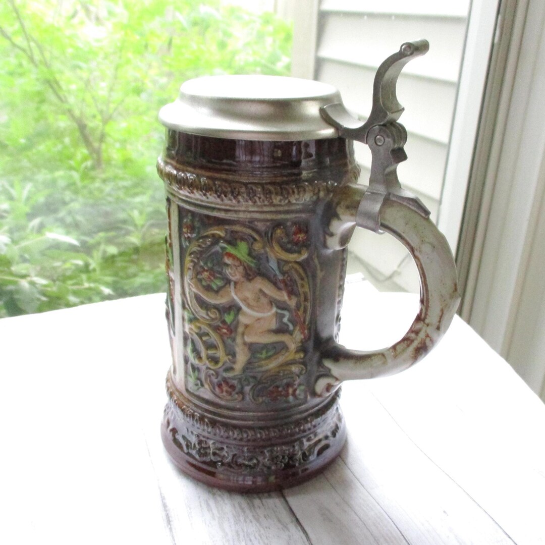 Vintage GERZ W Germany Lidded Beer Stein Tavern Scene Cherubs - Etsy