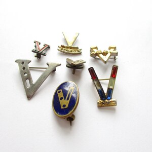 Vintage WWII V for Victory Pin Dot Dot Dot Dash Sweetheart Jewelry ...