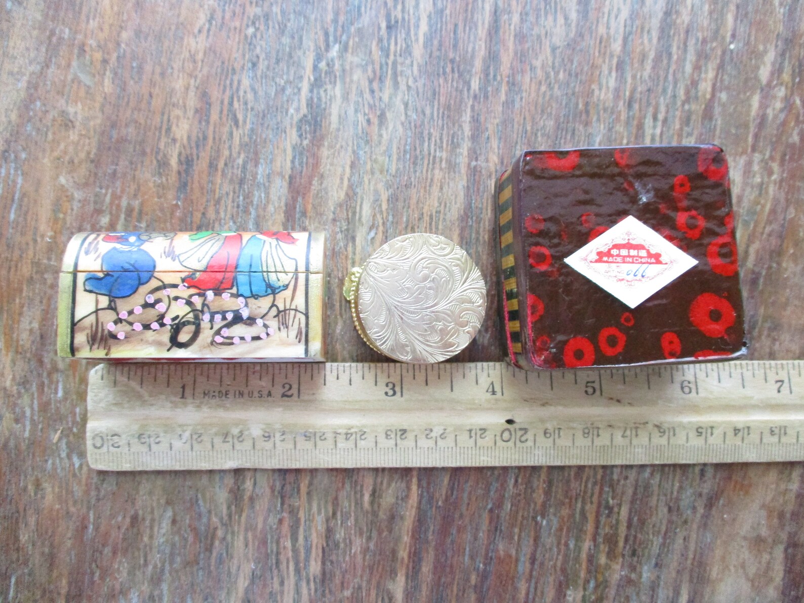Vintage Small Mosaic Pill and Trinket Boxes Handcrafted Bone Lacquered ...