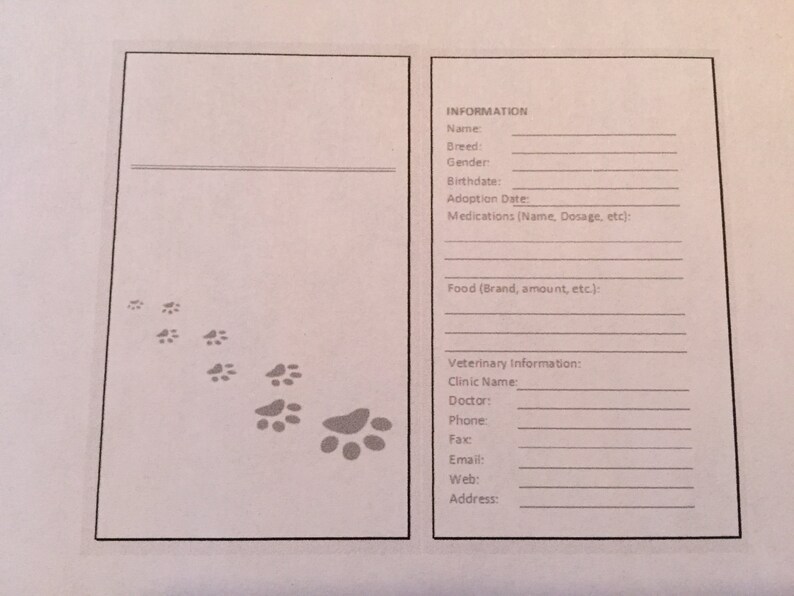 Pet Record Keeper Refill, Vet Visit Log, Pet Records, Index Card Size ...