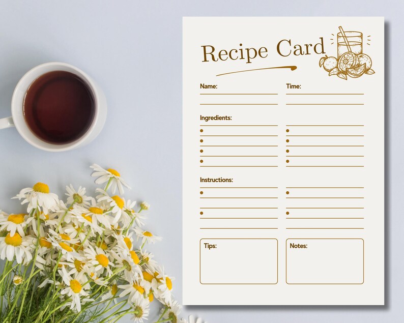 Editable Recipe Card Template | Printable A4 & US Letter Size ...