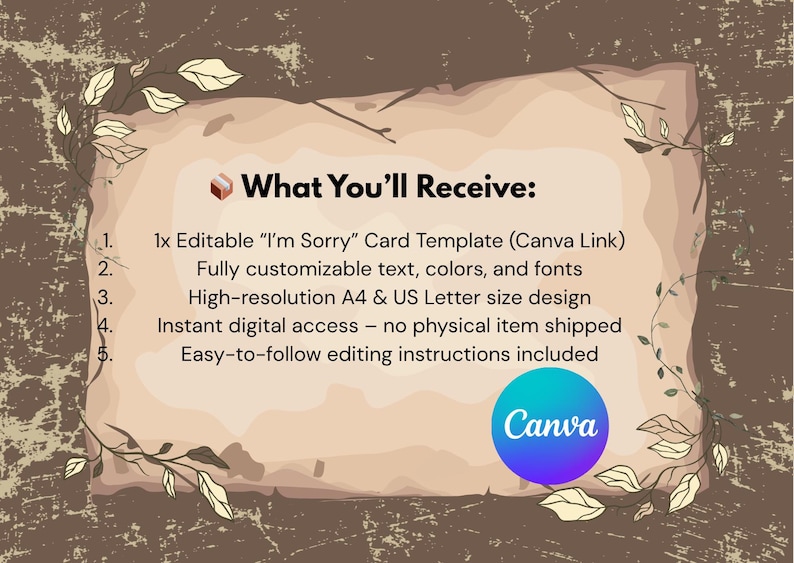 Editable I’m Sorry Card Canva Template | Apology Letter Printable ...