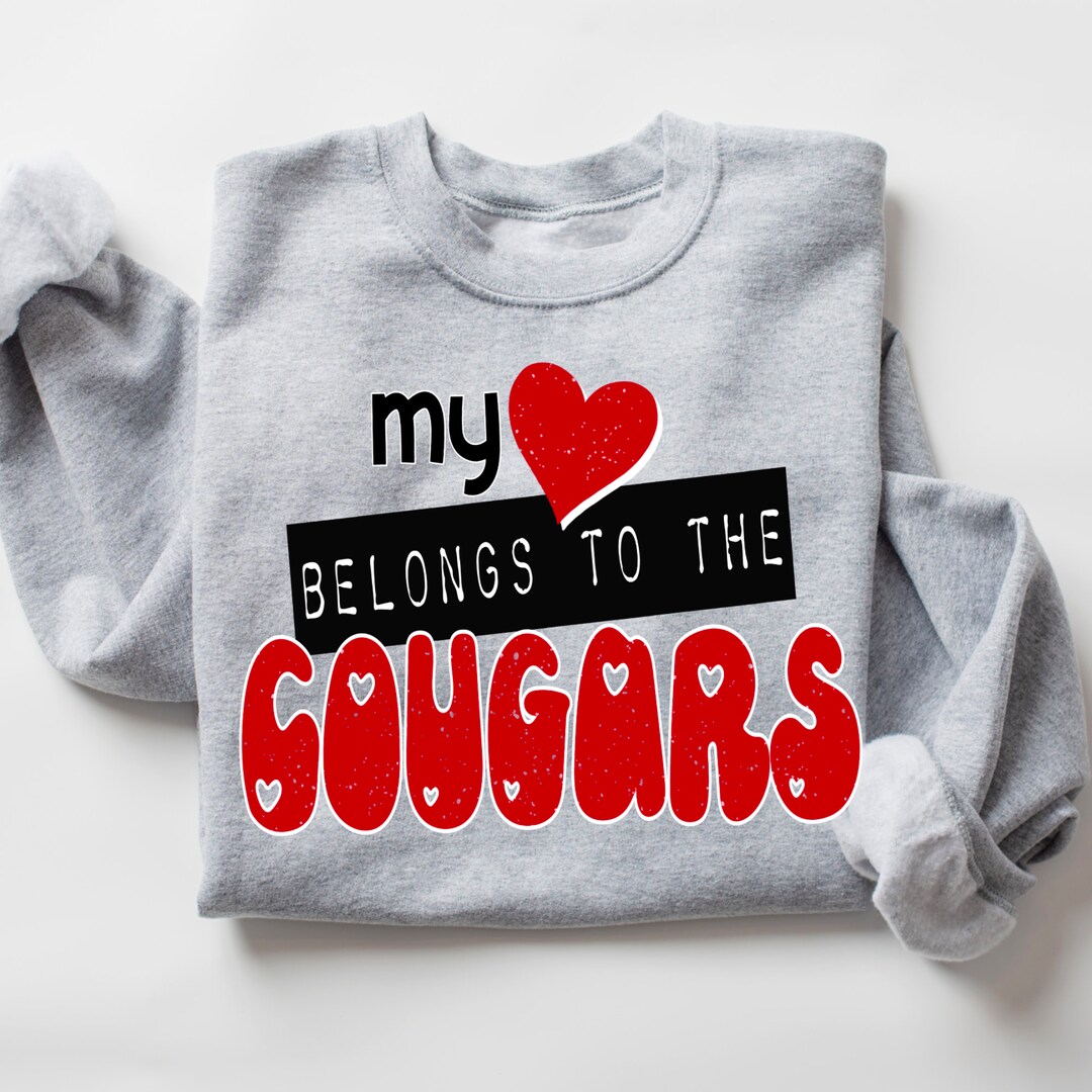 Cougars Valentine Mascot Shirt Design, My Heart Belongs to the Cougars ...