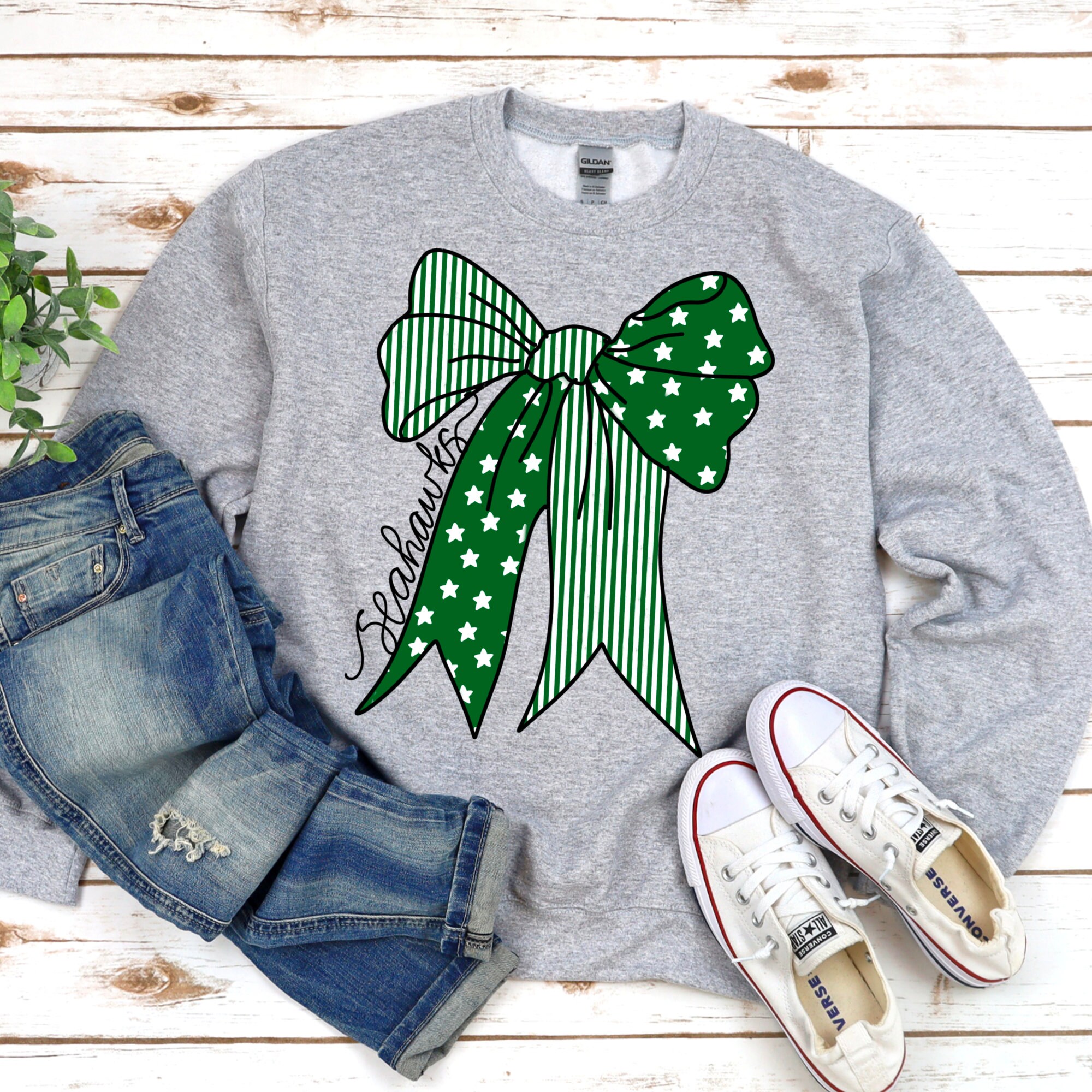 Green Bow Hawks Coquette Aesthetic Preppy Png, High School Mascot, Bow ...
