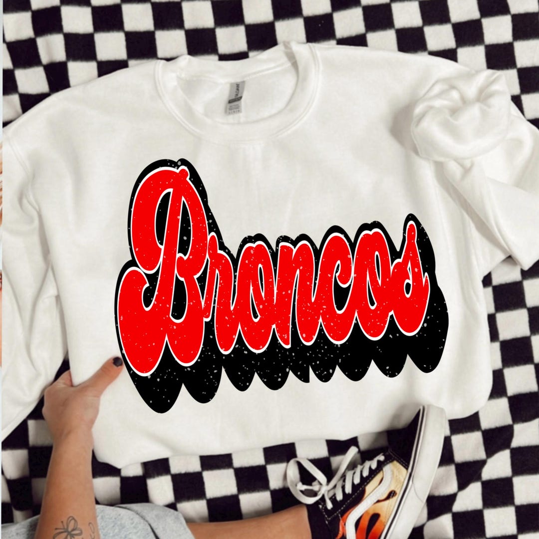 Broncos Varsity Red & Black High School Mascot, Retro Broncos Mascot ...