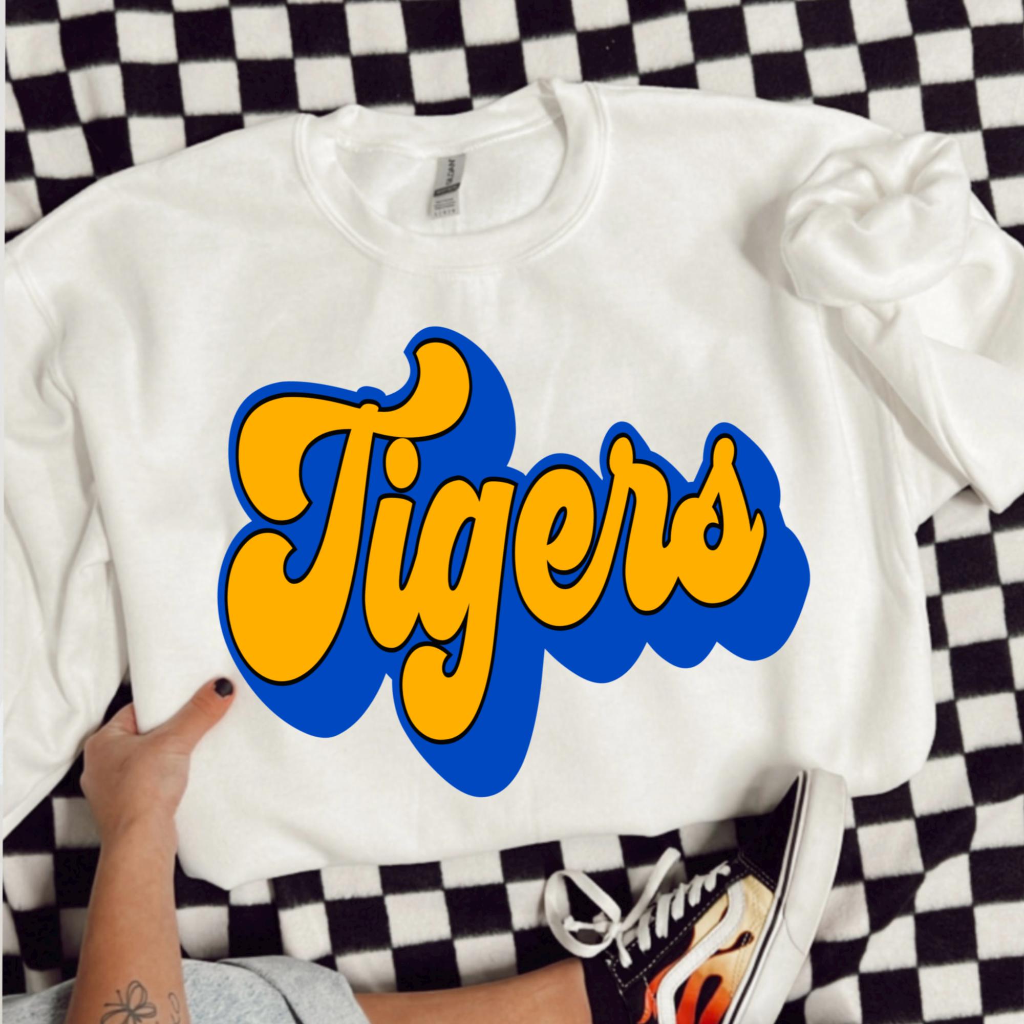 Tigers Varsity Blue & Gold High School Mascot, Retro Tigers Mascot 300 ...