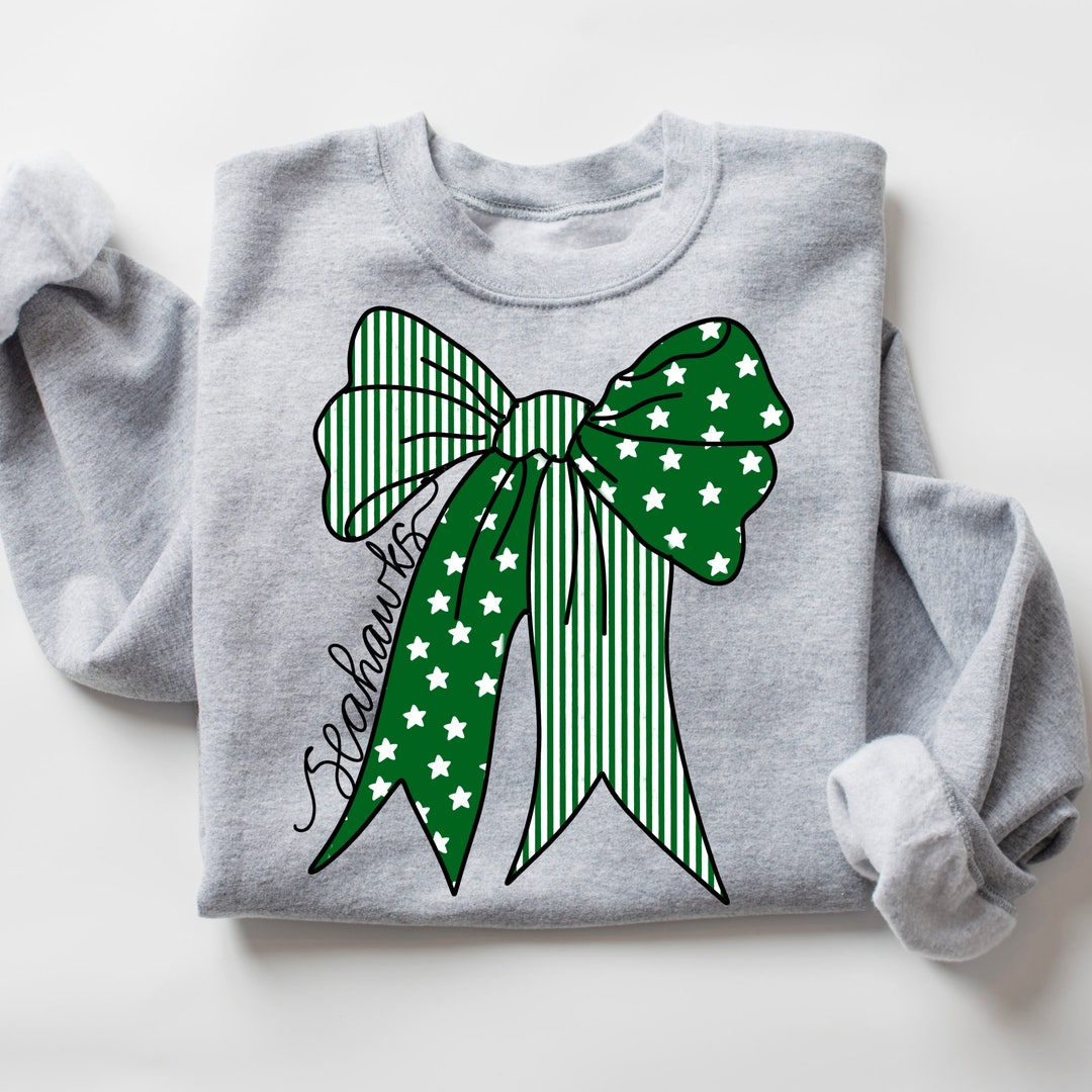 Green Bow Hawks Coquette Aesthetic Preppy Png, High School Mascot, Bow ...