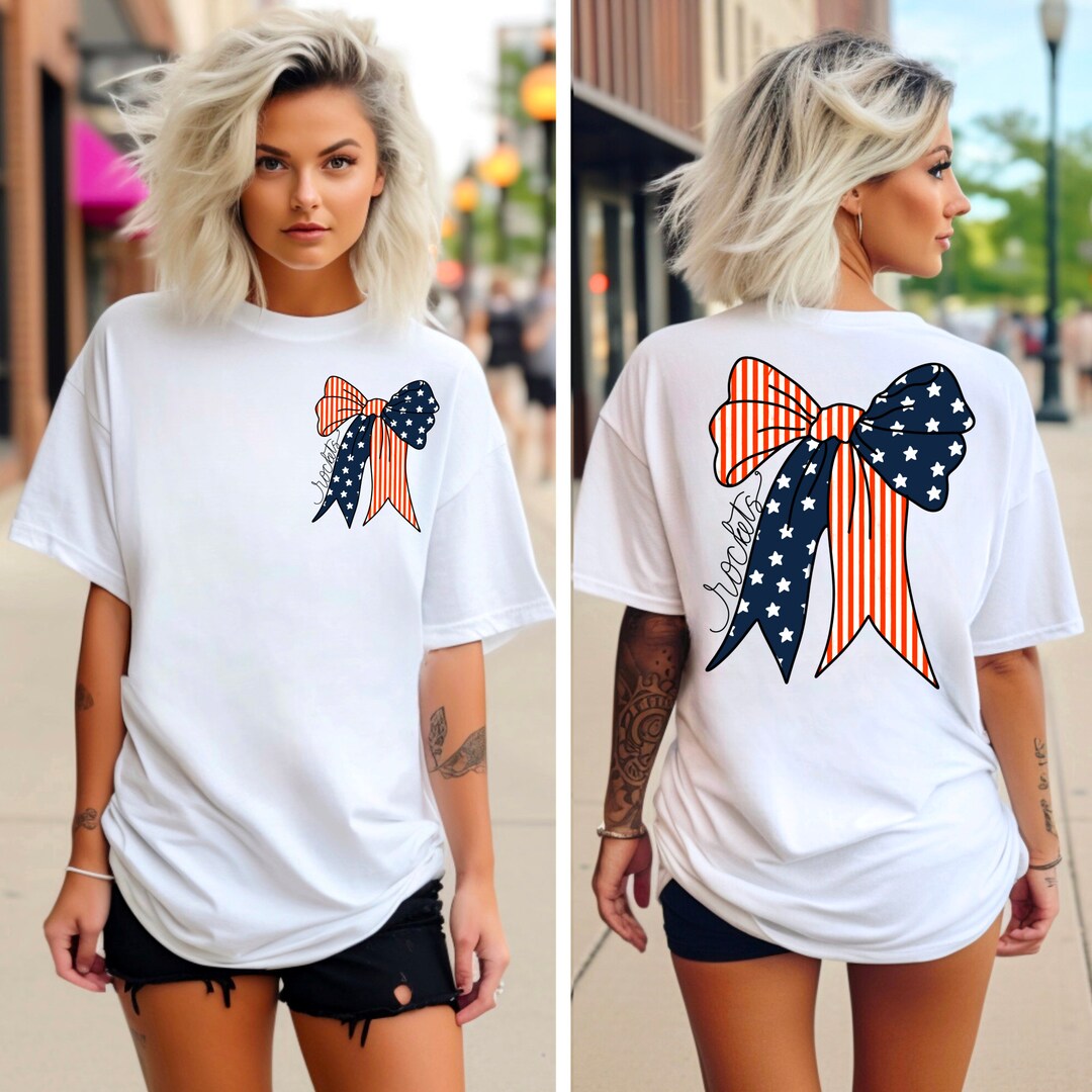 Orange & Navy Bow Rockets Coquette Aesthetic Preppy Png, High School ...