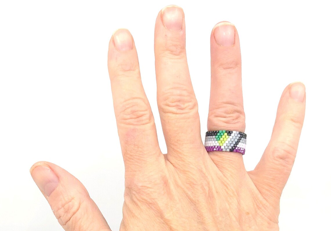 Gender Identity Ring Aromantic Heart on Asexual Band | Etsy