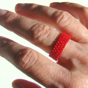 Red Beaded Ring Brickwork Style, Bright Red Ring, Choose From Four ...