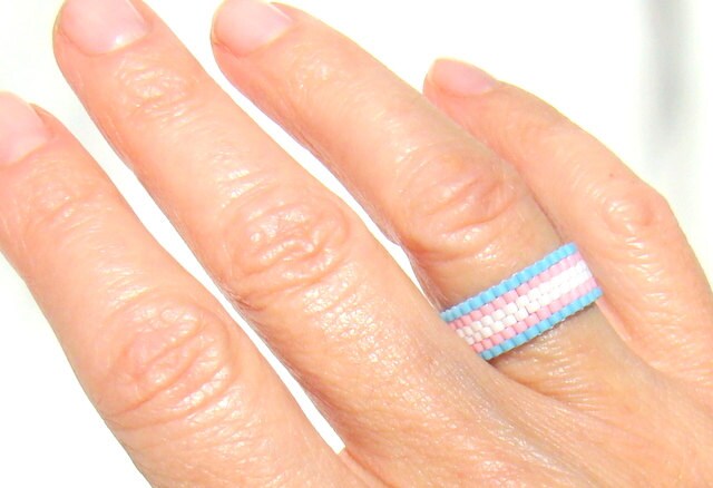 Transgender Seed Bead Ring Summer Peyote Ring Gay Pride Bead | Etsy