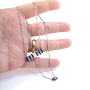Transgender Pride Necklace, Transpride Flag Jewelry, Seed Beads and ...