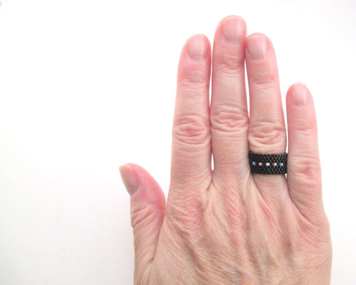 Subtle Transgender Flag Seed Bead Ring Transpride Jewelry - Etsy