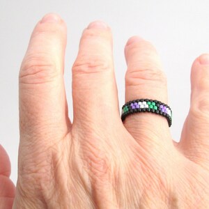Skinny Genderqueer Pride Ring, Narrow Peyote Ring, Gay Pride Bead Ring ...