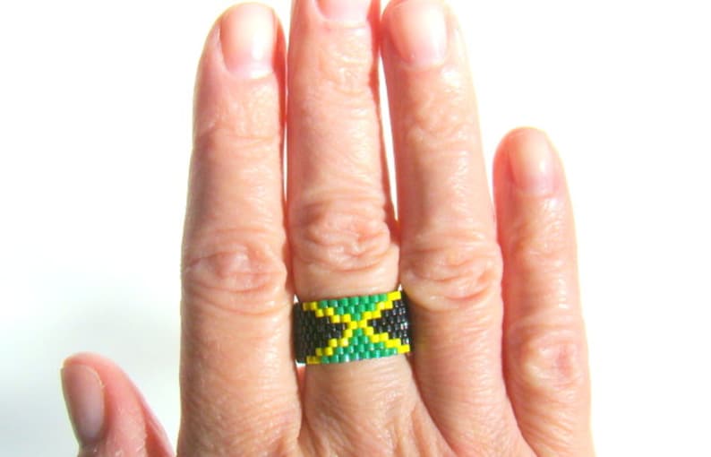 Jamaican Flag Bead Ring Rasta Ring Reggae Ethnic Rastafari | Etsy