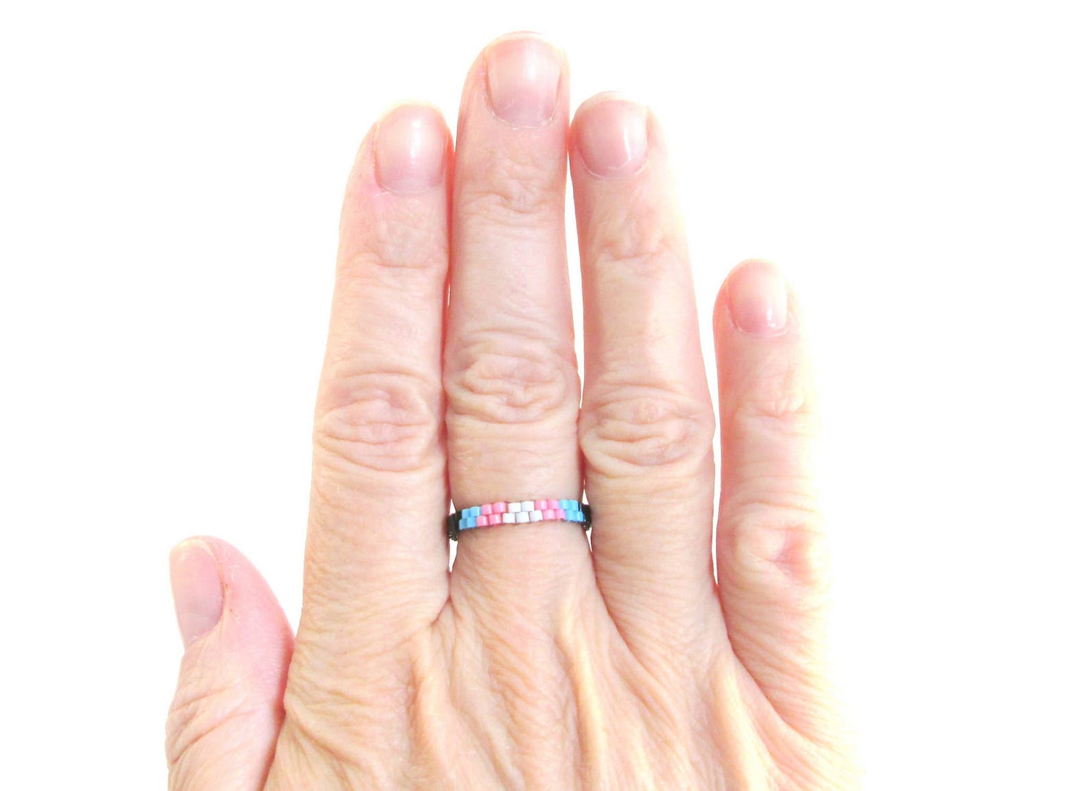 Transgender Pride Ring, Skinny Peyote Ring, Gay Pride Bead Ring ...