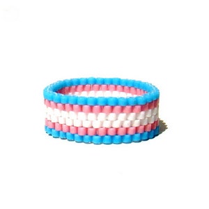 Transgender Seed Bead Ring Summer Peyote Ring Gay Pride Bead Ring Thin ...