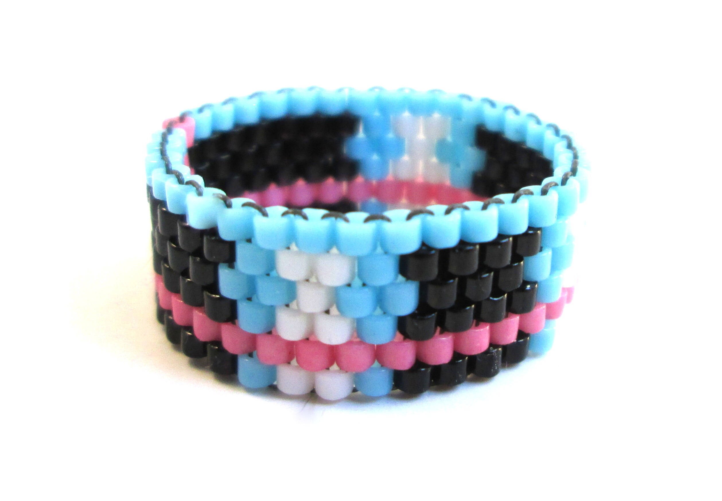 Transgender Plaid Seed Bead Ring TransPride Jewelry LGBT | Etsy