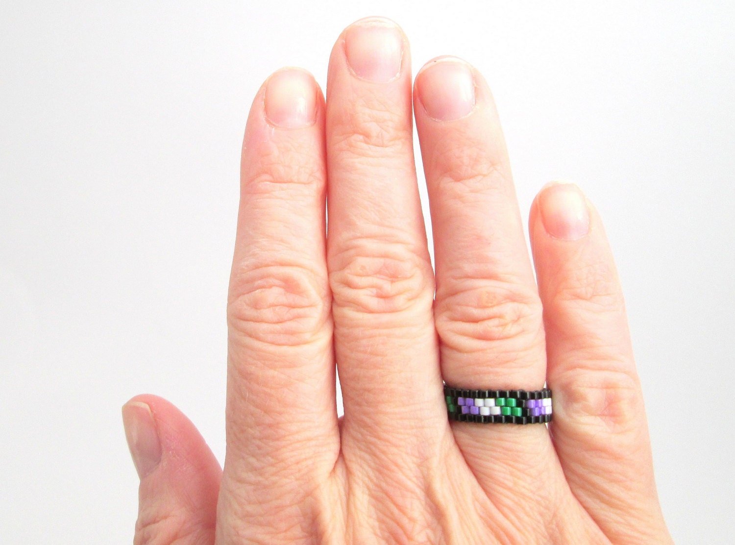 Skinny Genderqueer Pride Ring Narrow Peyote Ring Gay Pride - Etsy