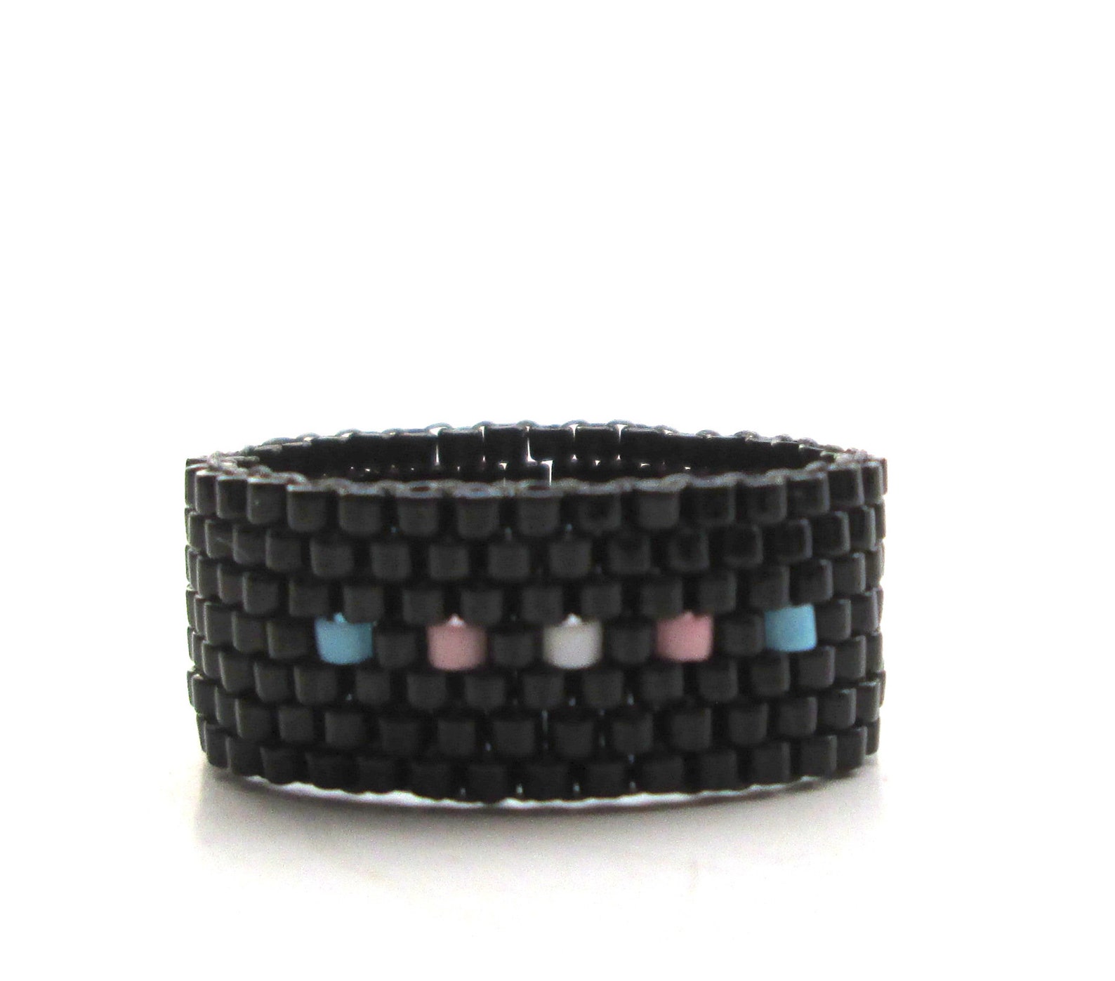 Subtle Transgender Flag Seed Bead Ring Transpride Jewelry - Etsy