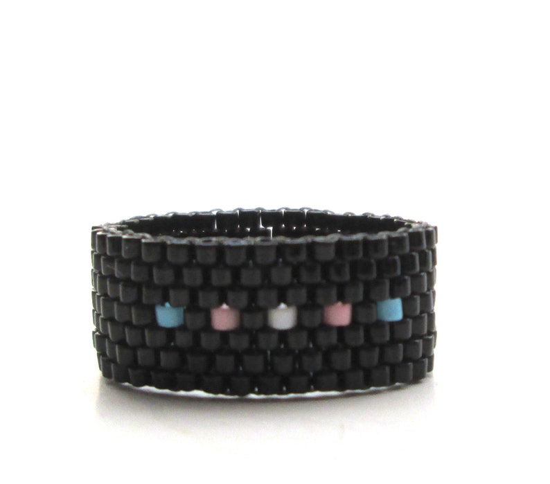 Subtle Transgender Flag Seed Bead Ring Transpride Jewelry - Etsy