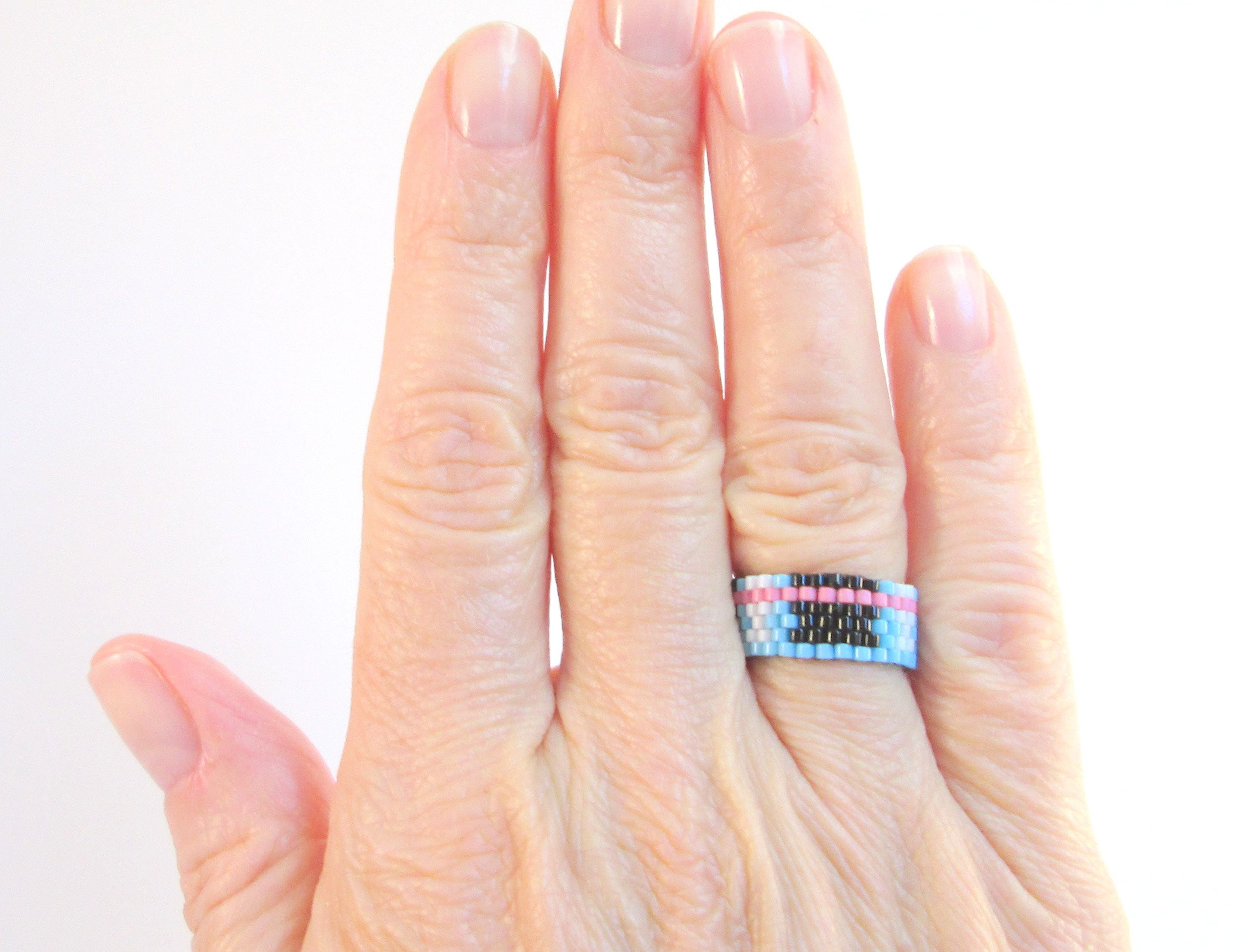 Transgender Plaid Seed Bead Ring TransPride Jewelry LGBT | Etsy