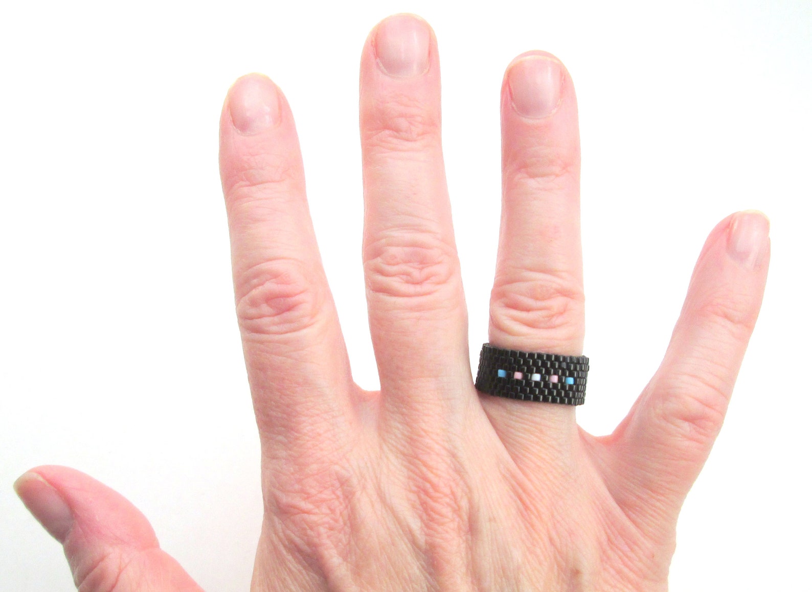 Subtle Transgender Flag Seed Bead Ring Transpride Jewelry - Etsy