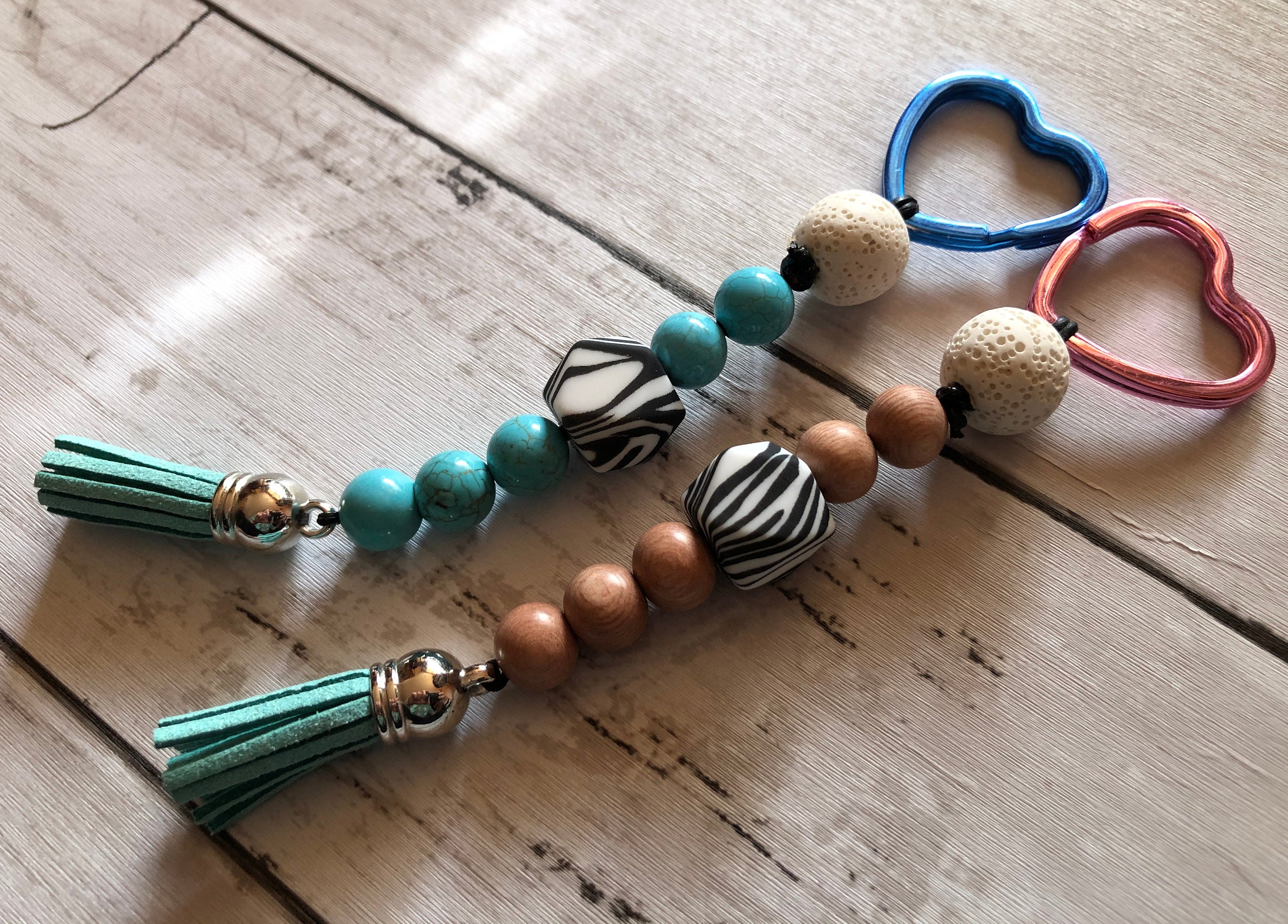 Valentine Heart Keychain Zebra Print Beaded Stim Toy Faux | Etsy