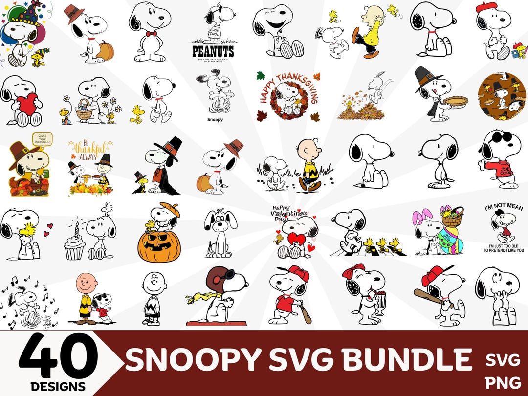 Snoopy SVG Bundle, Peanuts Cartoon Clipart (SVG, PNG) - Etsy