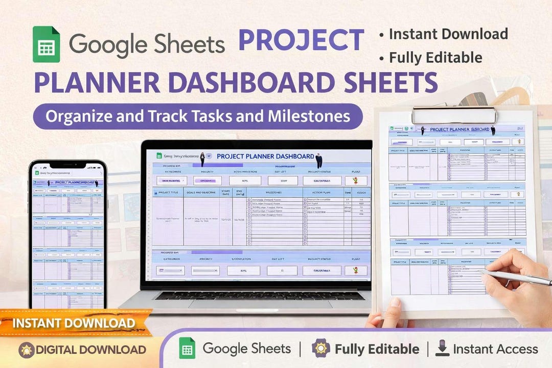 Project Planner Dashboard for Google Sheets | Organize Your Workspace ...