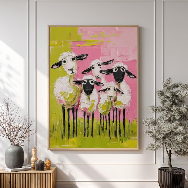 Whimsical Sheep Art Print: Modern Farmhouse Animal Decor (digital ...