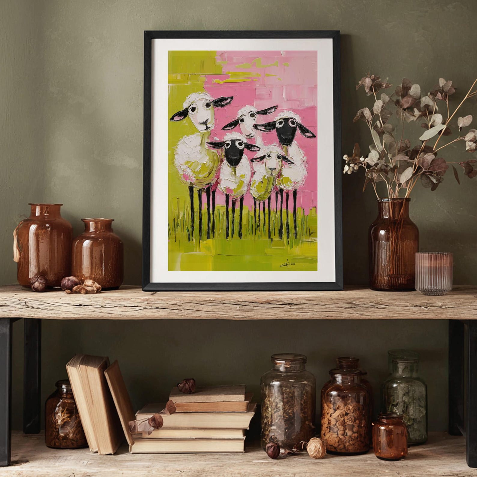 Whimsical Sheep Art Print: Modern Farmhouse Animal Decor (digital ...