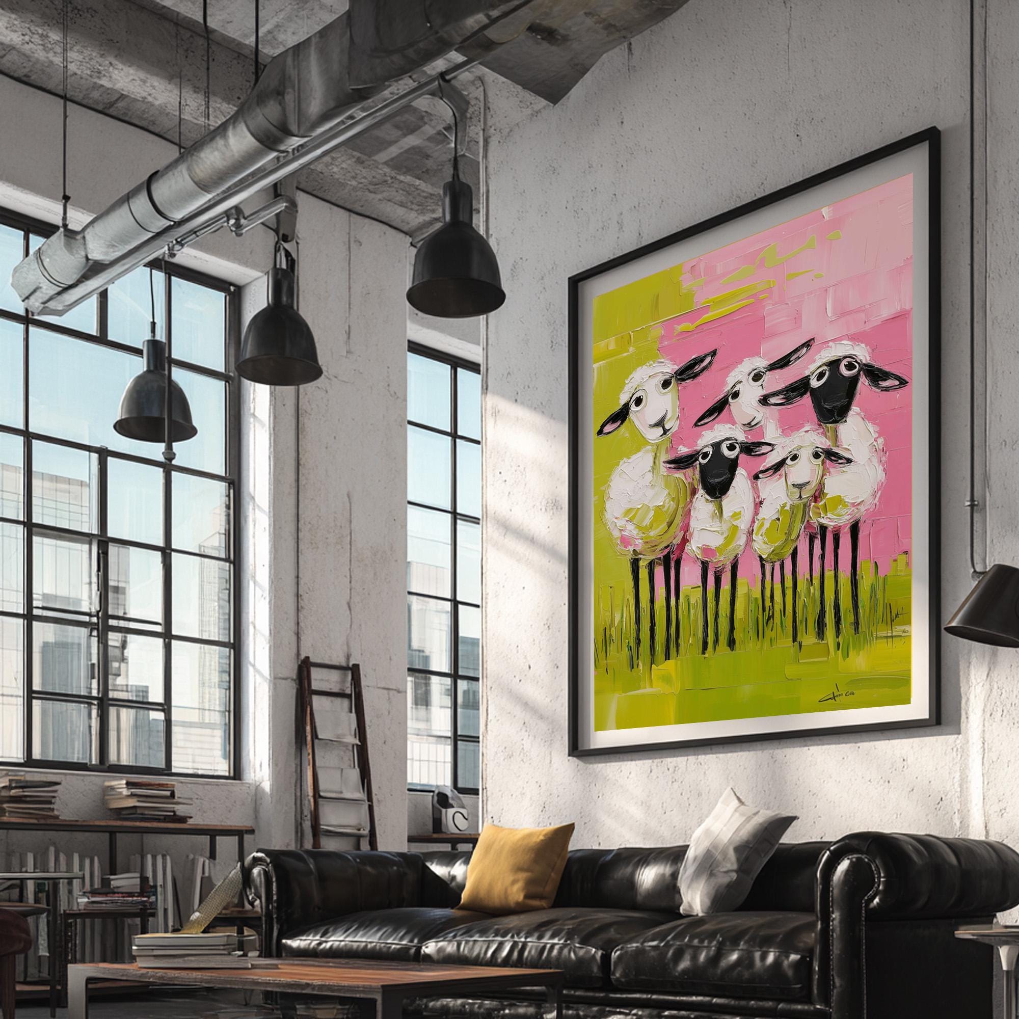 Whimsical Sheep Art Print: Modern Farmhouse Animal Decor (digital ...