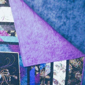 Beautiful Black Panel Peacock Quilt Throw Quilt, 58 X 80 Vibant Colors ...