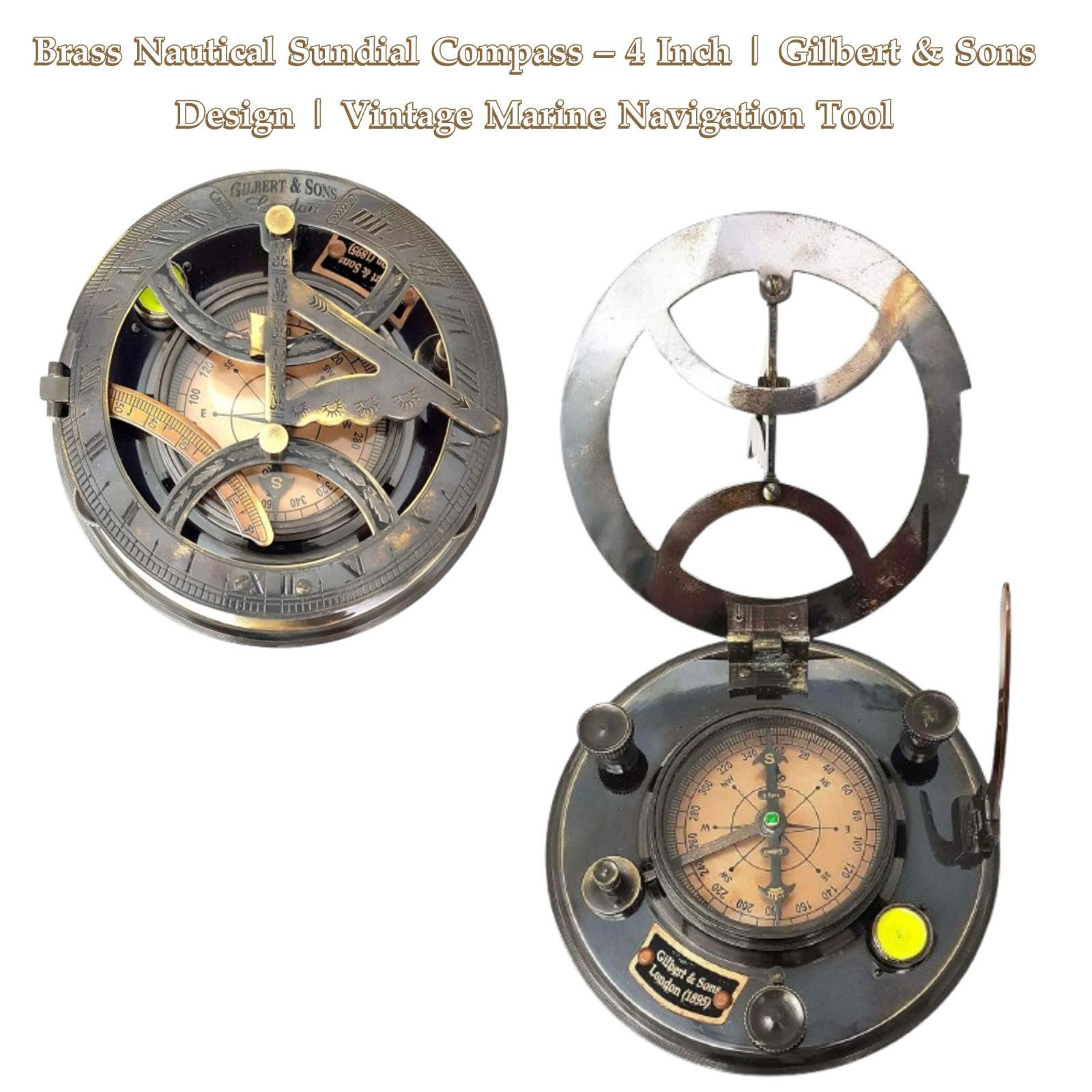 Brass Pocket Compass Gilbert And Sons Antique Brass Sundial Compass - 4 ...