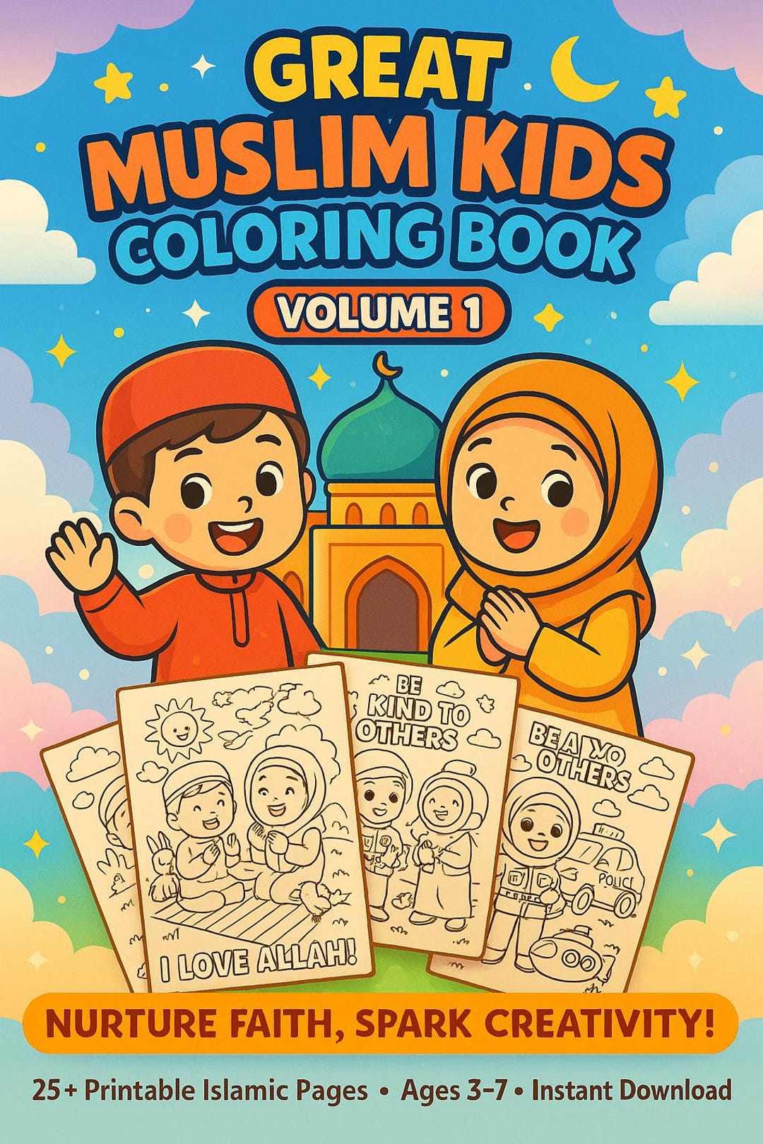 Muslim Kids Coloring Book Ages 3-8 | Islamic Children Activity Pages ...