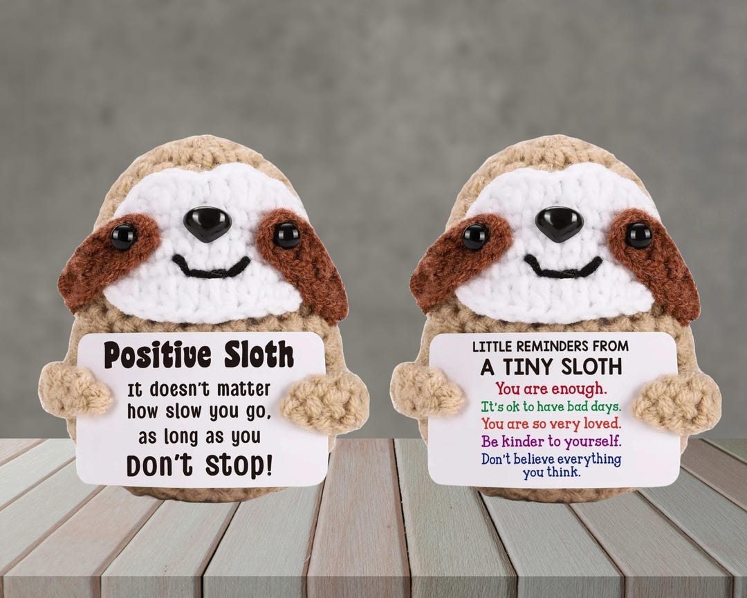 Handmade Crochet Sloth, Inspirational Emotional Support Plush ...